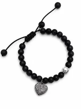 Handmade | Jewelry | Black Jet Stone Heart Bracelet Adjustable Handmade ...